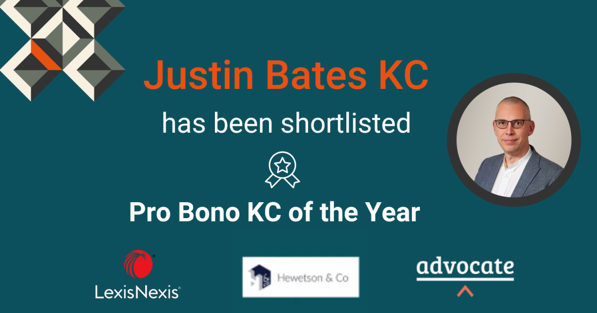 Justin Bates KC Shortlisted for ‘Pro Bono KC of… - Landmark Chambers